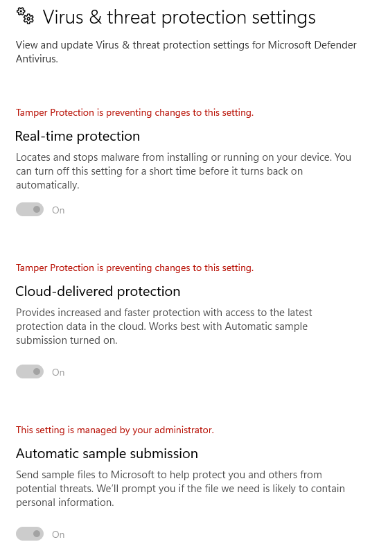 Defender Exclusions stuck in Registry | RealTimeProtection status False ...
