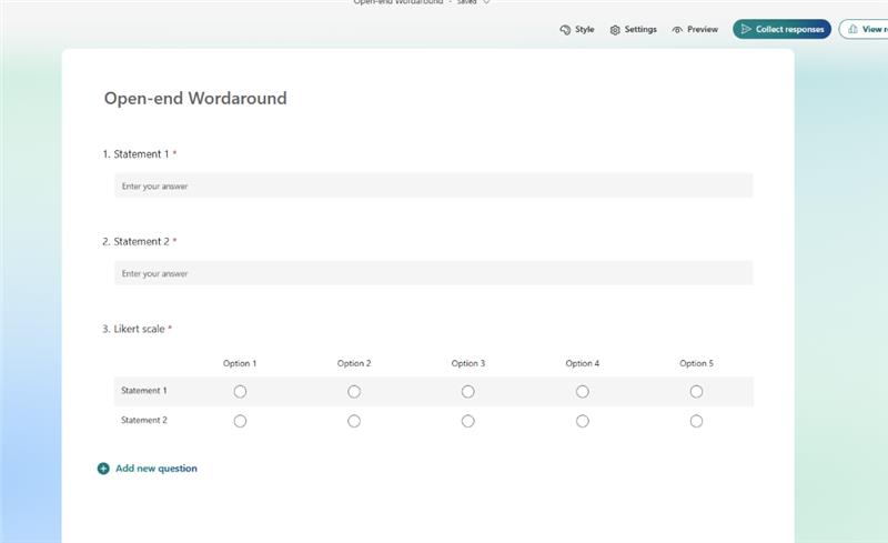 Microsoft forms query on likert question - Microsoft Q&A