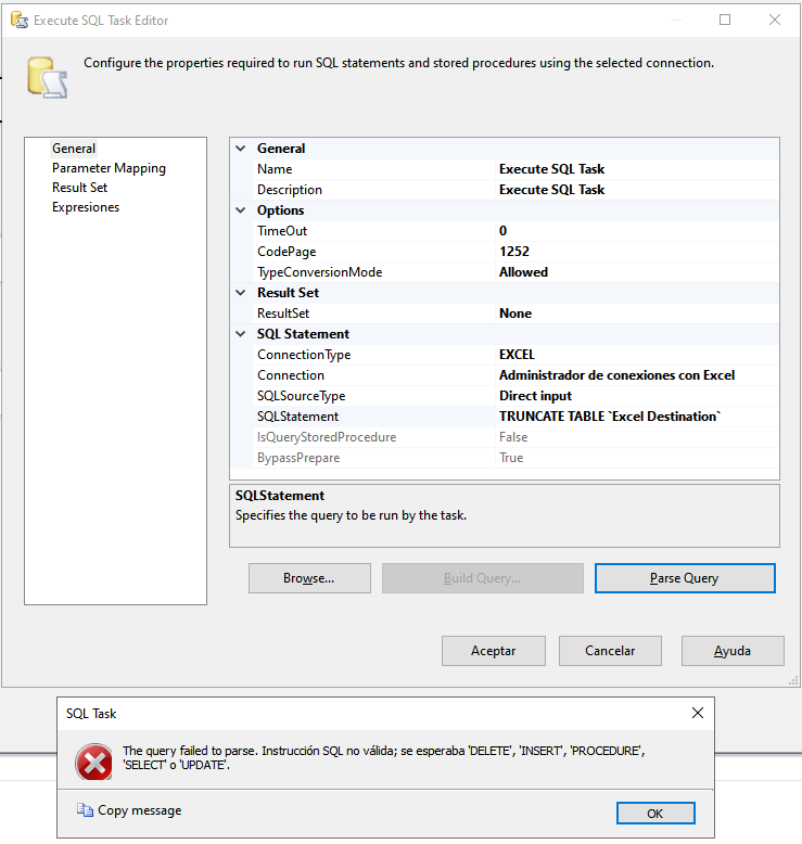 Error at recreating new Excel table in SSIS after deletion - Microsoft Q&A