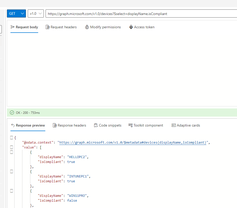 Property "isCompliant" of Device is not returned in DELTA QUREY - Microsoft Q&A