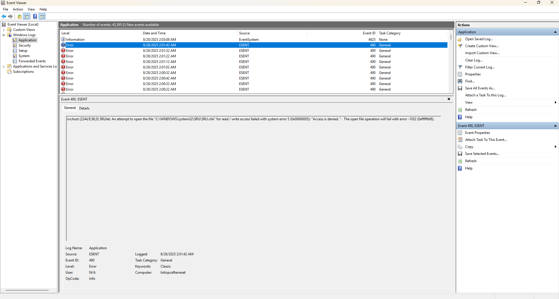 SRU file fragmented and crashing pc after closing most applications - Microsoft Q&A