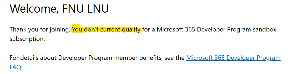 Am I eligible for M365 Developer Program? - Microsoft Q&A