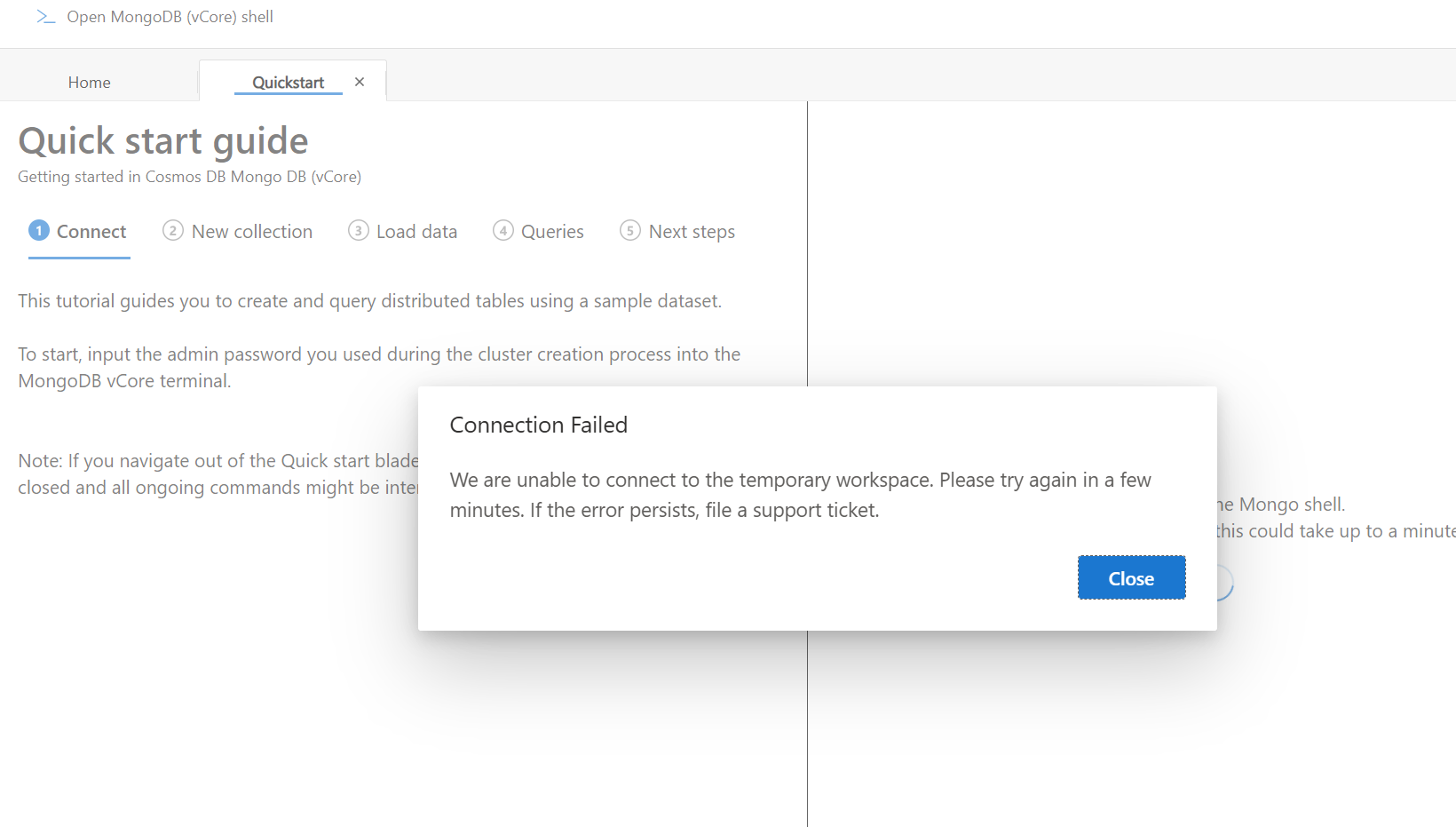 How to fix this error: We are unable to connect to the temporary ...