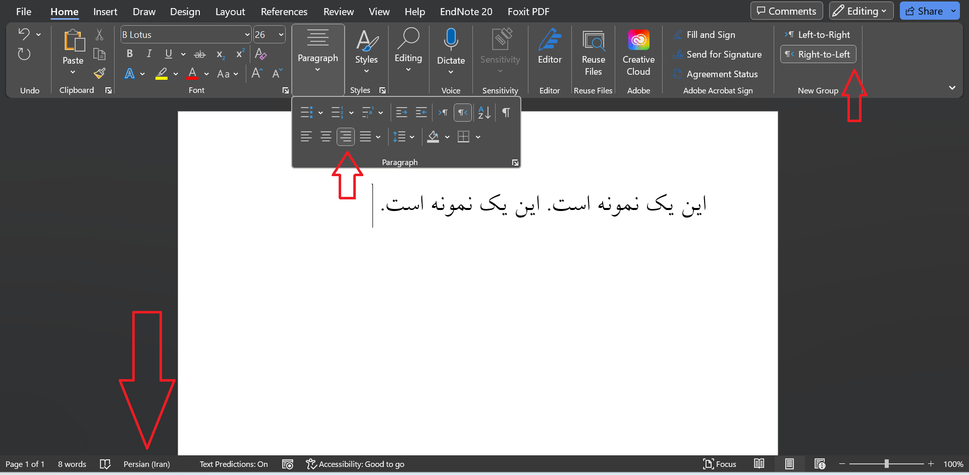 Right to Left not working Properly - Shortcut Keys deactivated suddenly ...