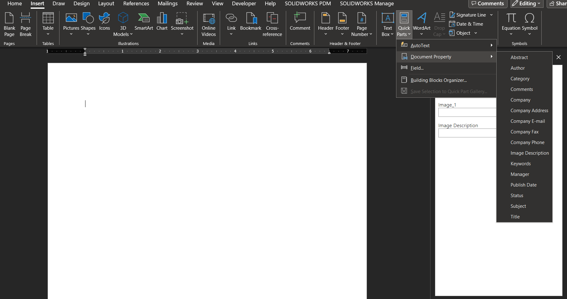 Sharepoint "Image" column not populating in Quick Parts Menu ...