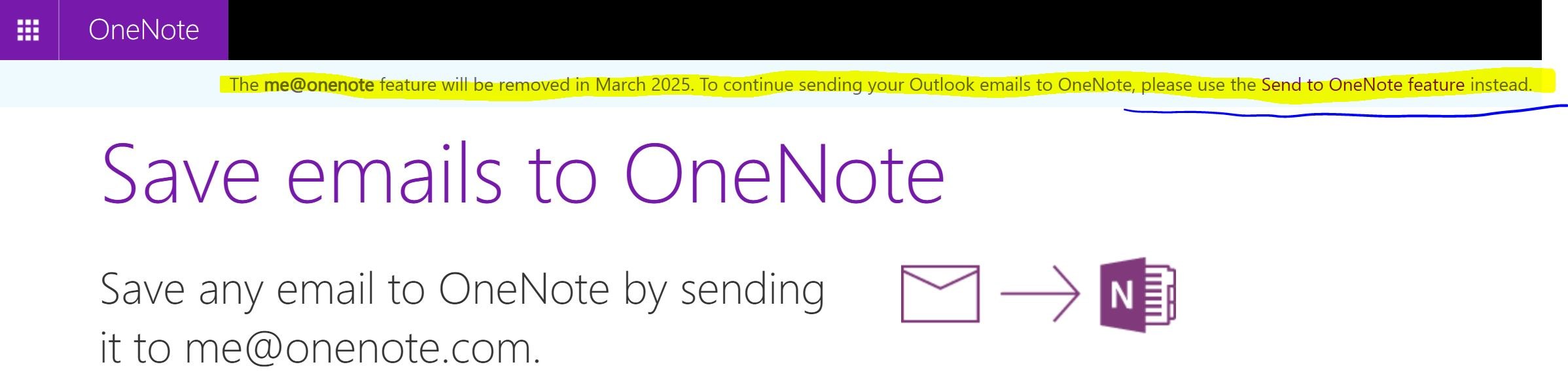 @onenote.com has gone - what can I use instead to email my notes from ...