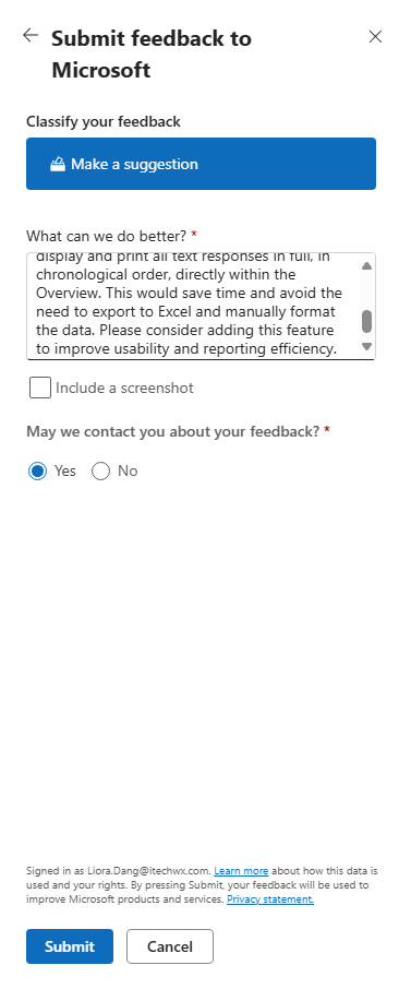 How to review all text answers in the Response Overview - Microsoft Q&A