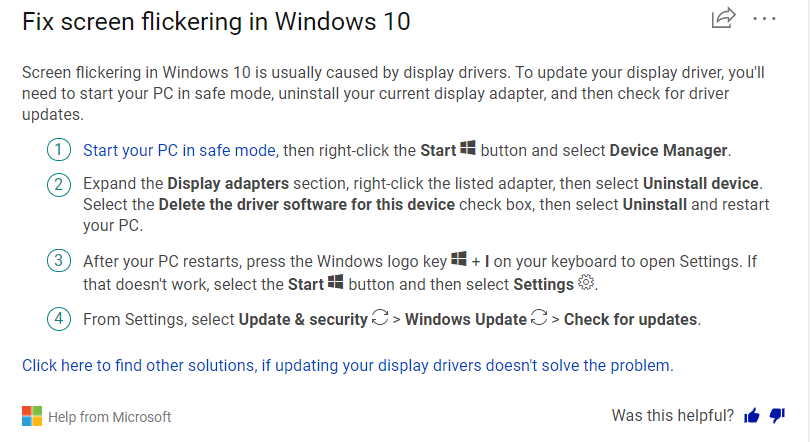 at times the screen flashes black - Microsoft Q&A