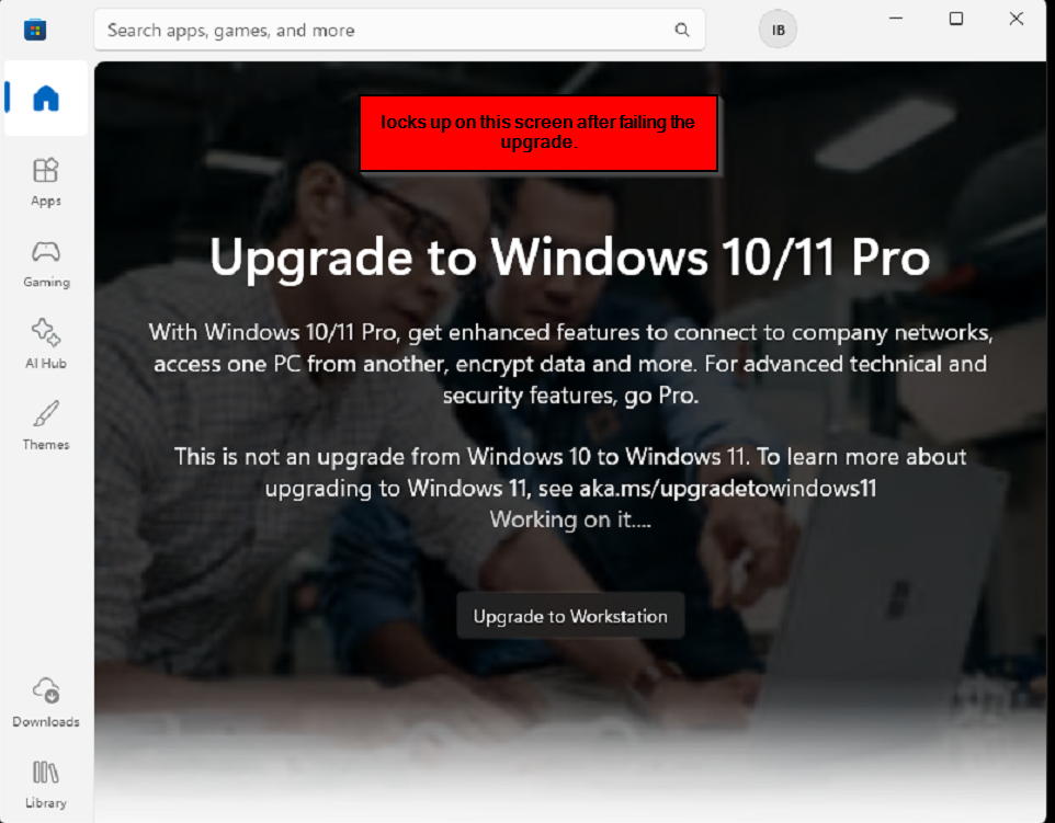 Windows 11 home to pro upgrade issues buying through microsoft store ...