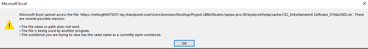 Can't open an excel file due to a sharepoint error - Microsoft Q&A