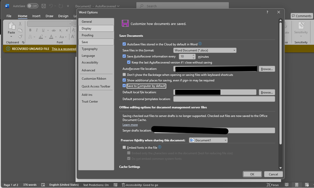 MS office word saves in wrong destination - Microsoft Q&A