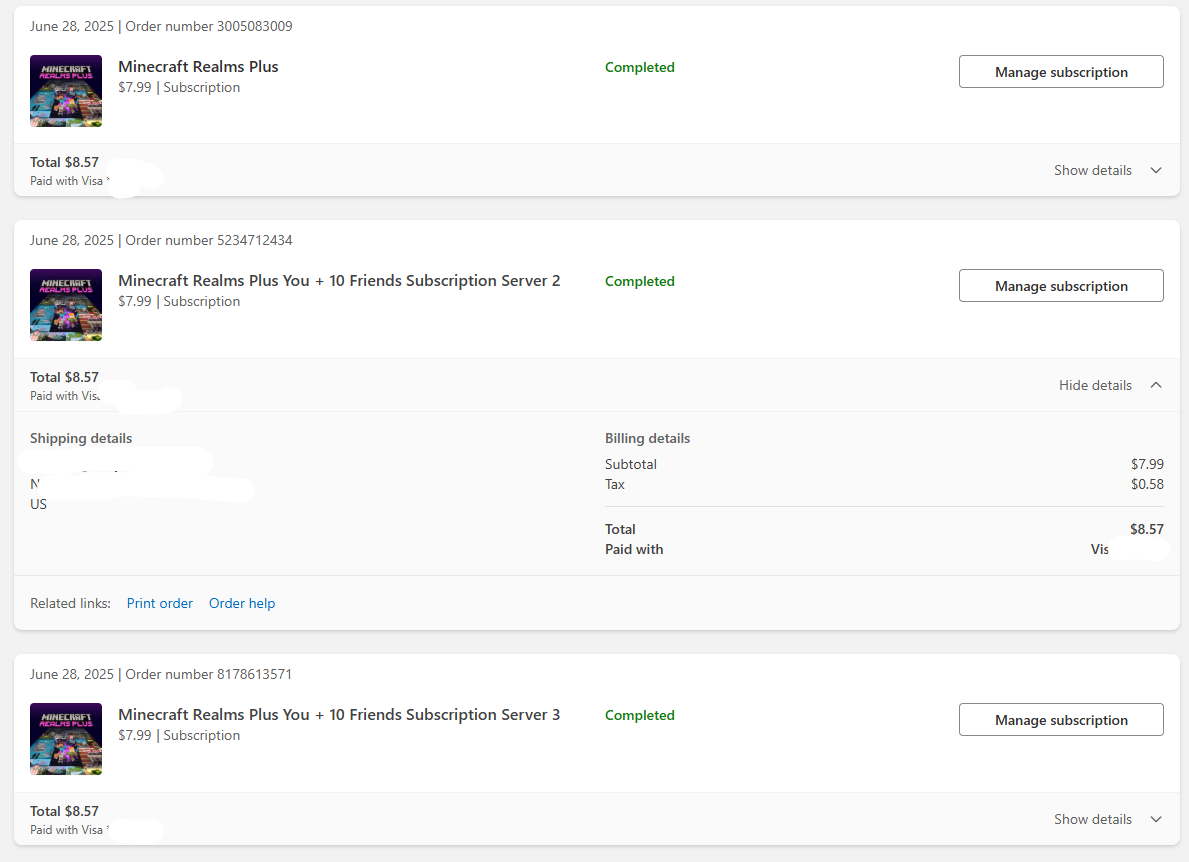 Refund Minecraft Realms Subscription - Microsoft Q&A