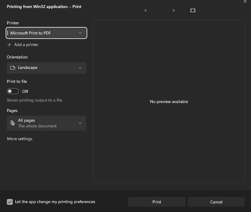 New windows 11 22H2 Enterprise printing dialog does not load printing preferences - Microsoft Q&A