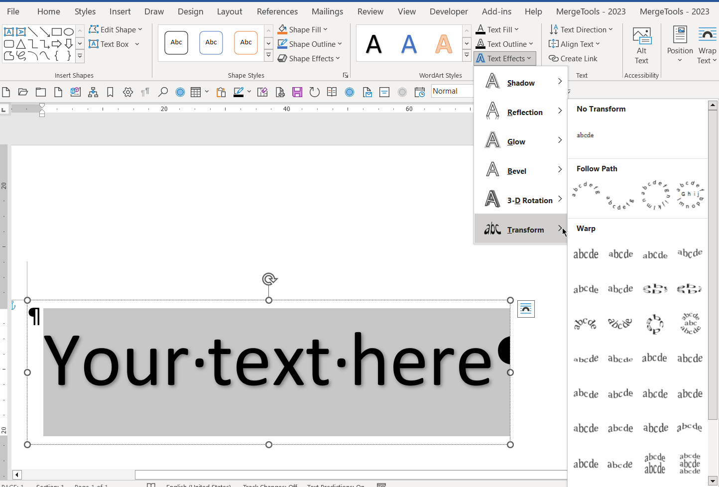 what happened to the transform feature in word - Microsoft Q&A