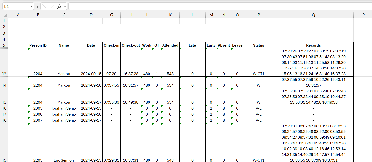Excel attendance report formulas - Microsoft Q&A