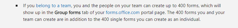 How do I use a form that has exceed it's 400 limit? - Microsoft Q&A