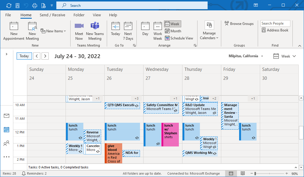 How can I set up Outlook to automatically show the current week in the ...