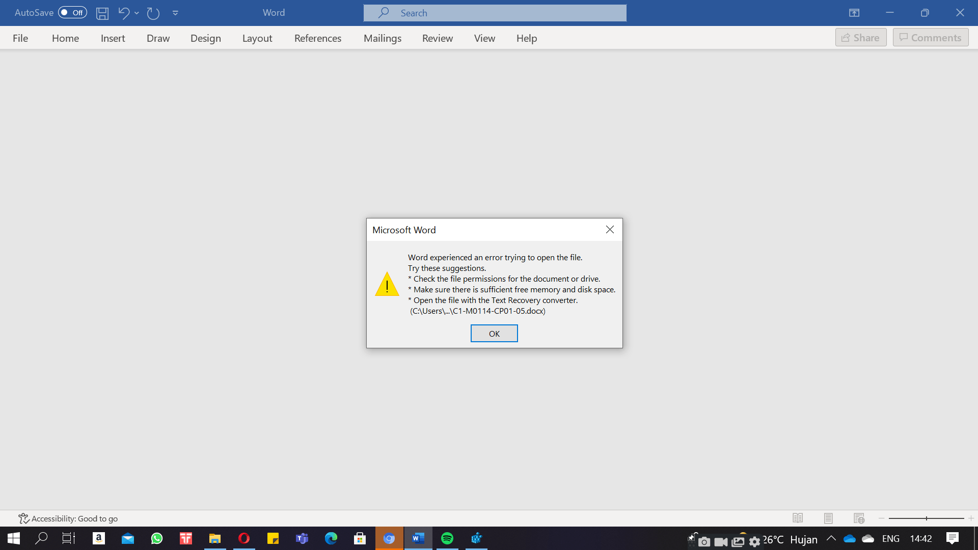 Microsoft Word Can't Open - Microsoft Q&A