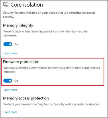 Firmware protection checking through API - Microsoft Q&A