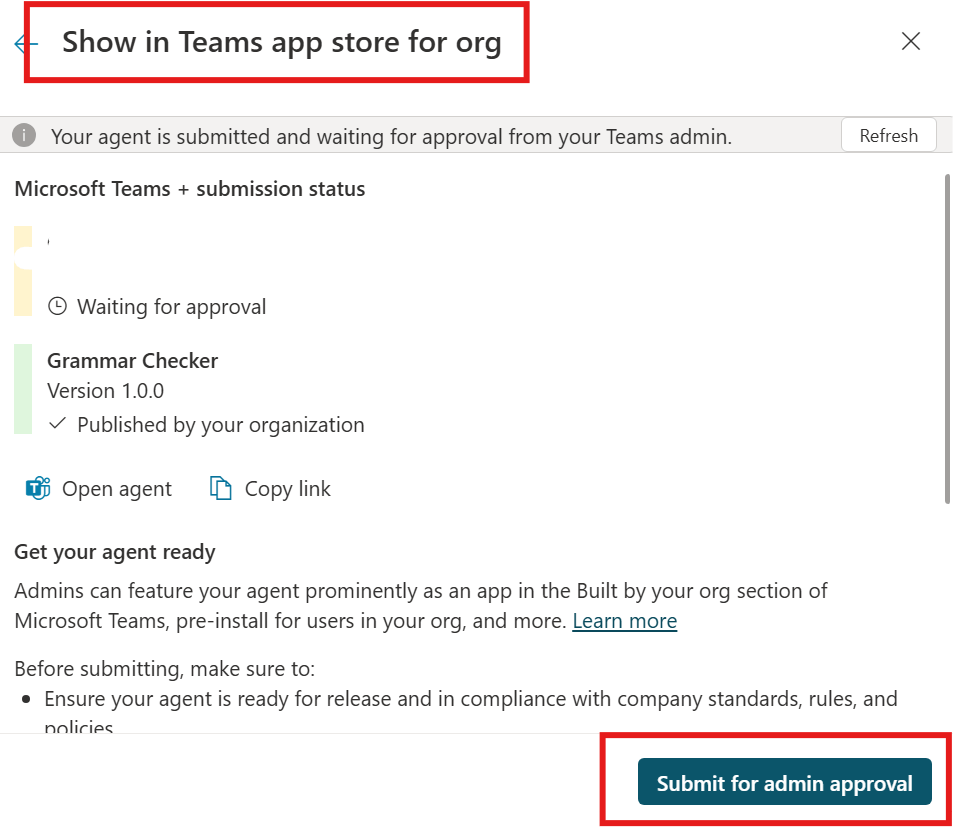 Agent not showing in Teams app store "Built with Power Platform" section - Microsoft Q&A