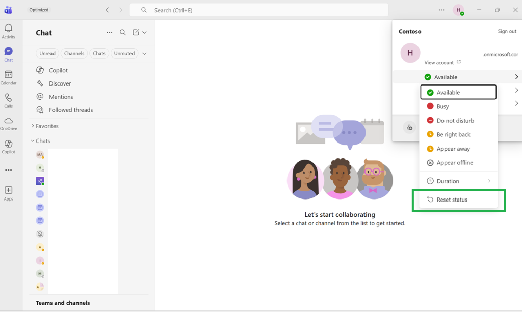 brak możliwości zmiany statusu na Teams - Microsoft Q&A
