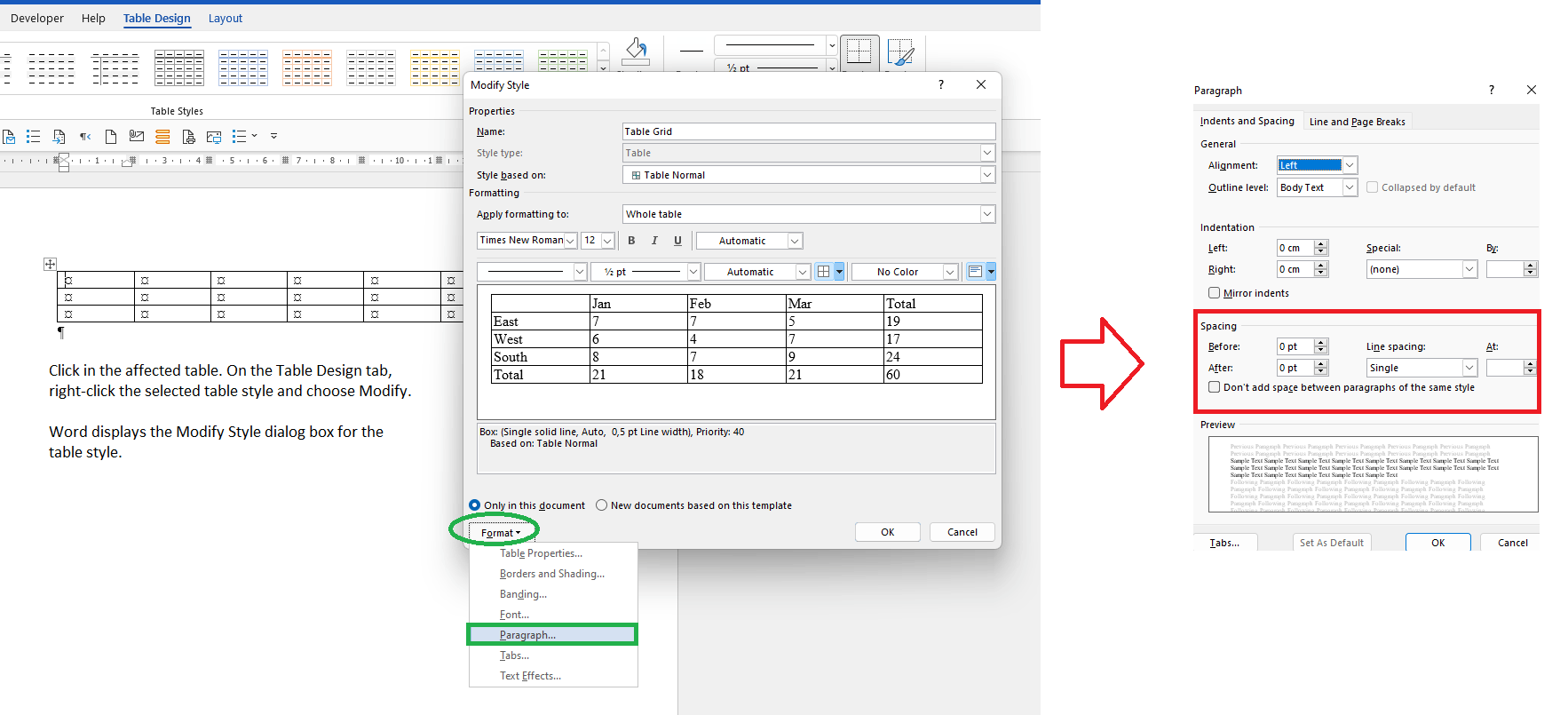 Word Table changing Paragraph Space Before/After to Auto - how to stop ...