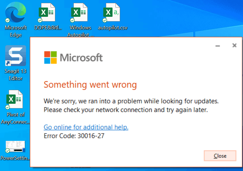 Microsoft error code: 30016-27 - Microsoft Q&A