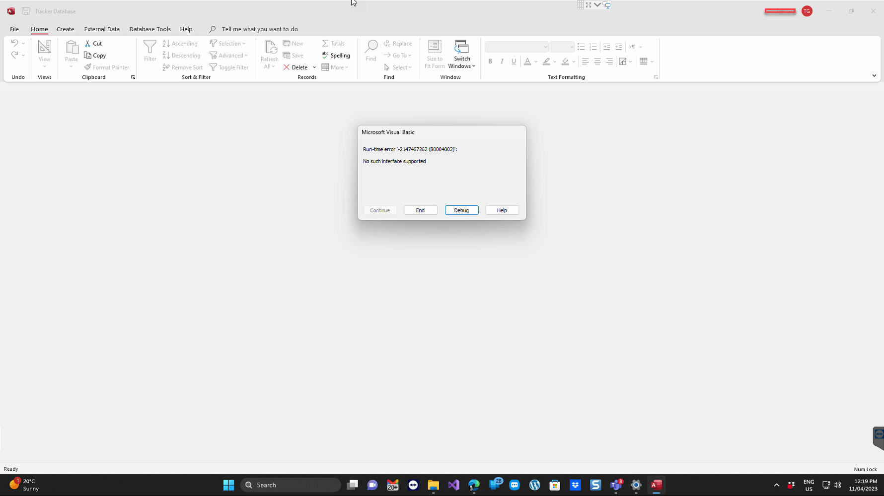 Cannot open Microsoft access due to error message "No Such interface ...