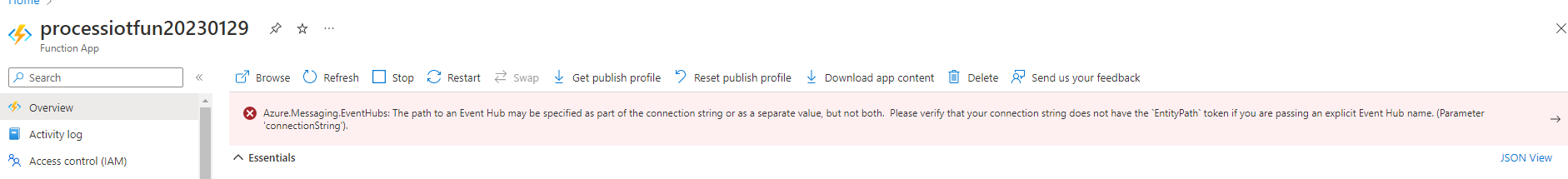 Iot Hub Trigger Get Azure Functions Runtime Is Unreachable Microsoft Qanda