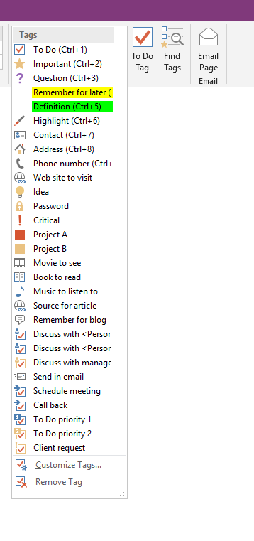 Why has the OneNote "To-Do" tag been removed from the customisable list ...
