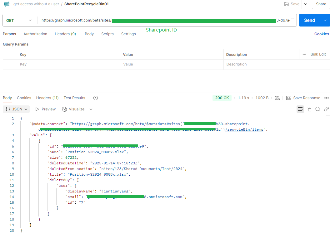 Discrepancy between v1.0 documentation and beta behavior for SharePoint recycleBin API ...