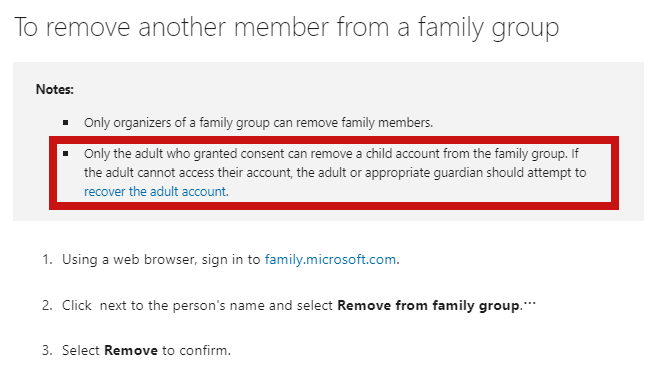 Cannot Leave a Family Group, or Remove Members, I am the only Organizer ...