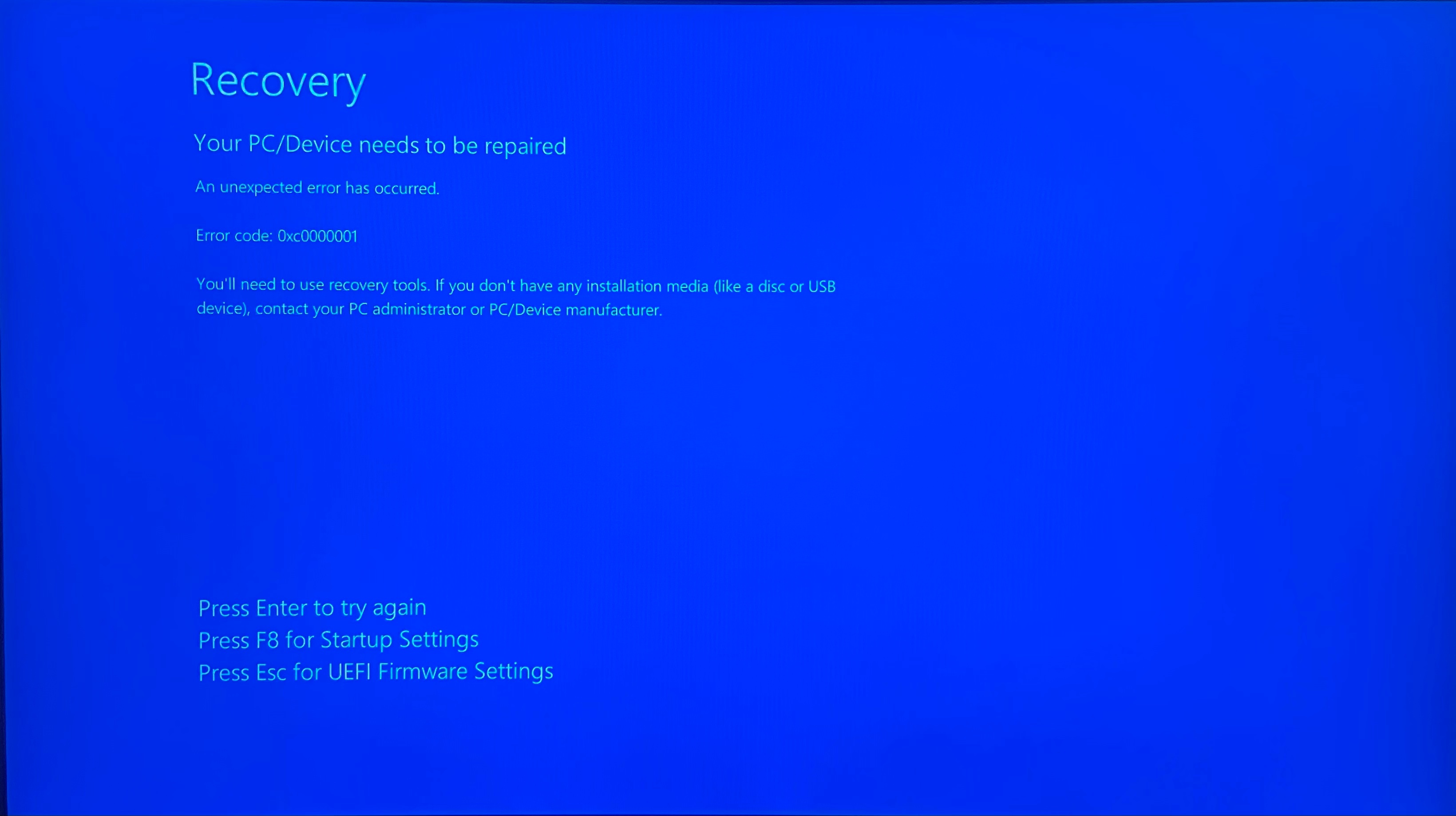 Windows 11 won’t boot, not from USB or even open recovery. Recovery ...