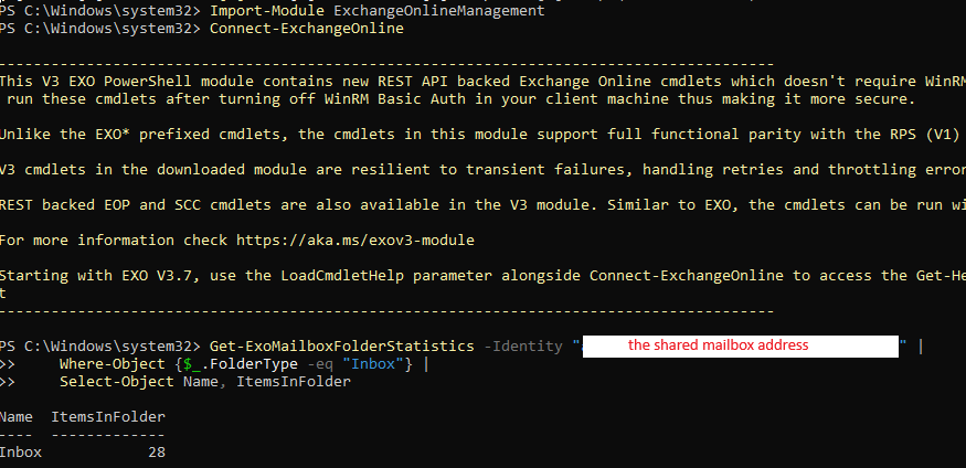 Mail Count from Shared Mailbox!!! - Microsoft Q&A