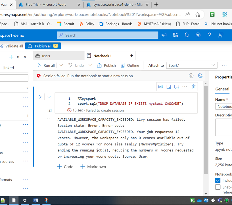 unable to delete the Apache Spark pool in Azure Synapse Analytics - Microsoft Q&A