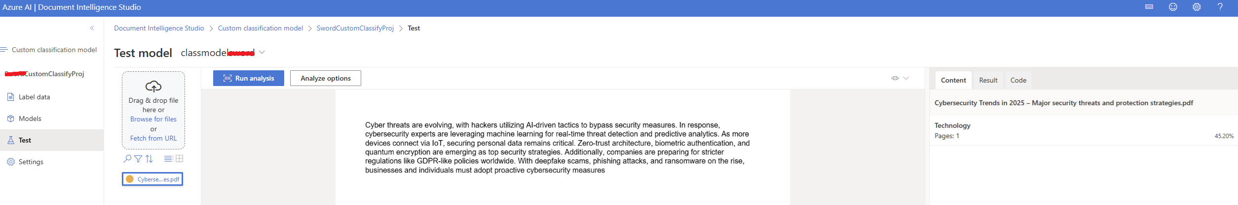 Postman Azure AI document intelligence Custom classification end point returnin invalid hostname ...