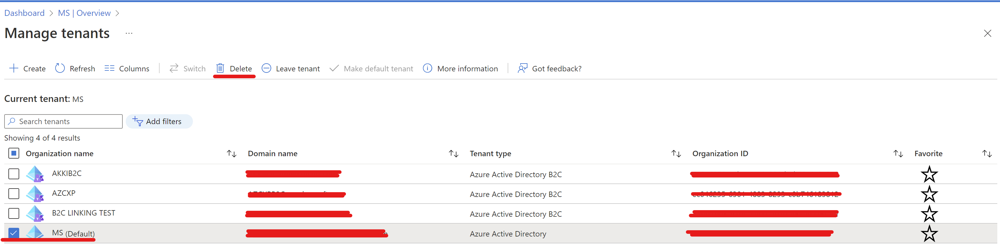 Deleted tenant, directory still present in Portal Settings ...