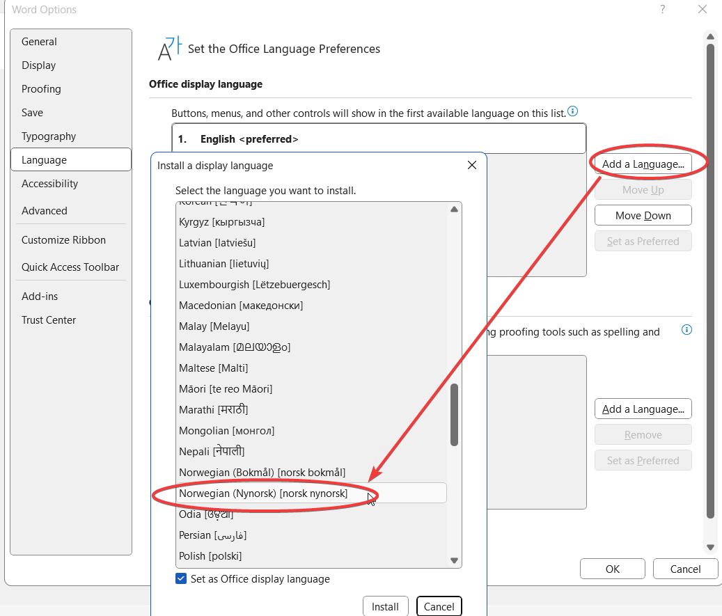 Kan de legge til at Office skal støtte bruk av nynorsk? - Microsoft Q&A