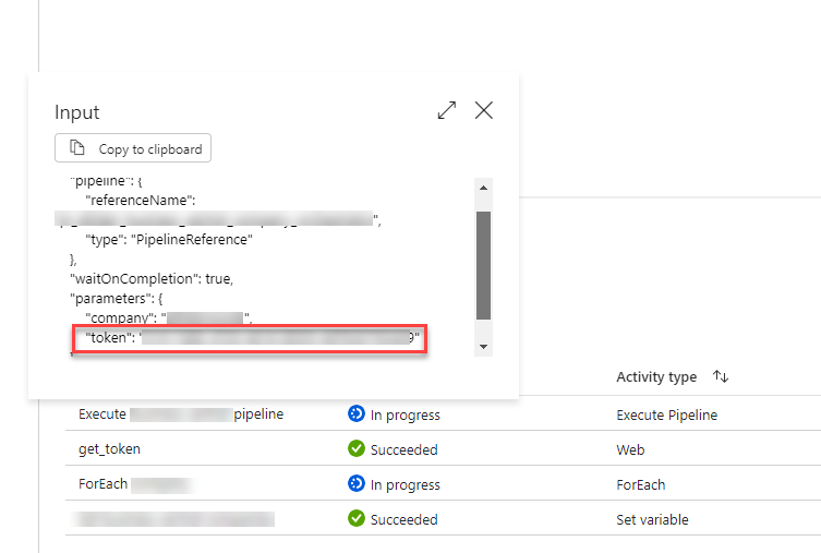 Azure Data Factory Securestring Parameter Printed Out In Plain Text In Debug Monitoring Logs