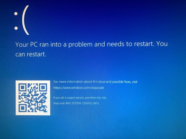 stop code BAD SYSTEM CONFIG INFO - Microsoft Q&A