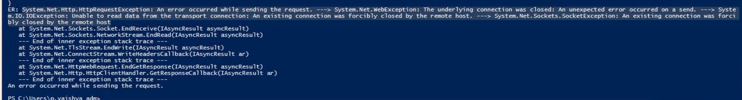 Get connection closed by remote host after executing Connect ...