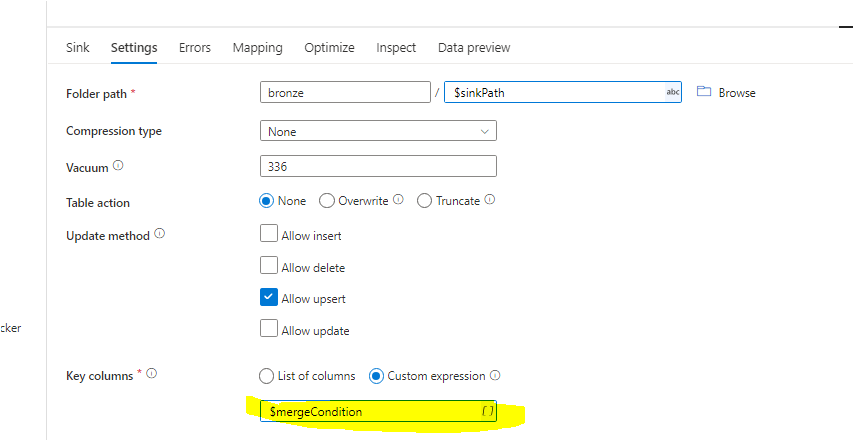 Use Json List As Merge Condition In Synapse Data Flow Microsoft Qanda