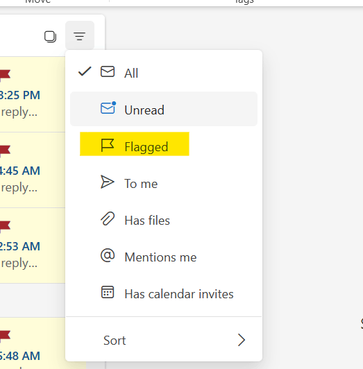In the new Outlook my flagged emails do not show. I used to have a ...