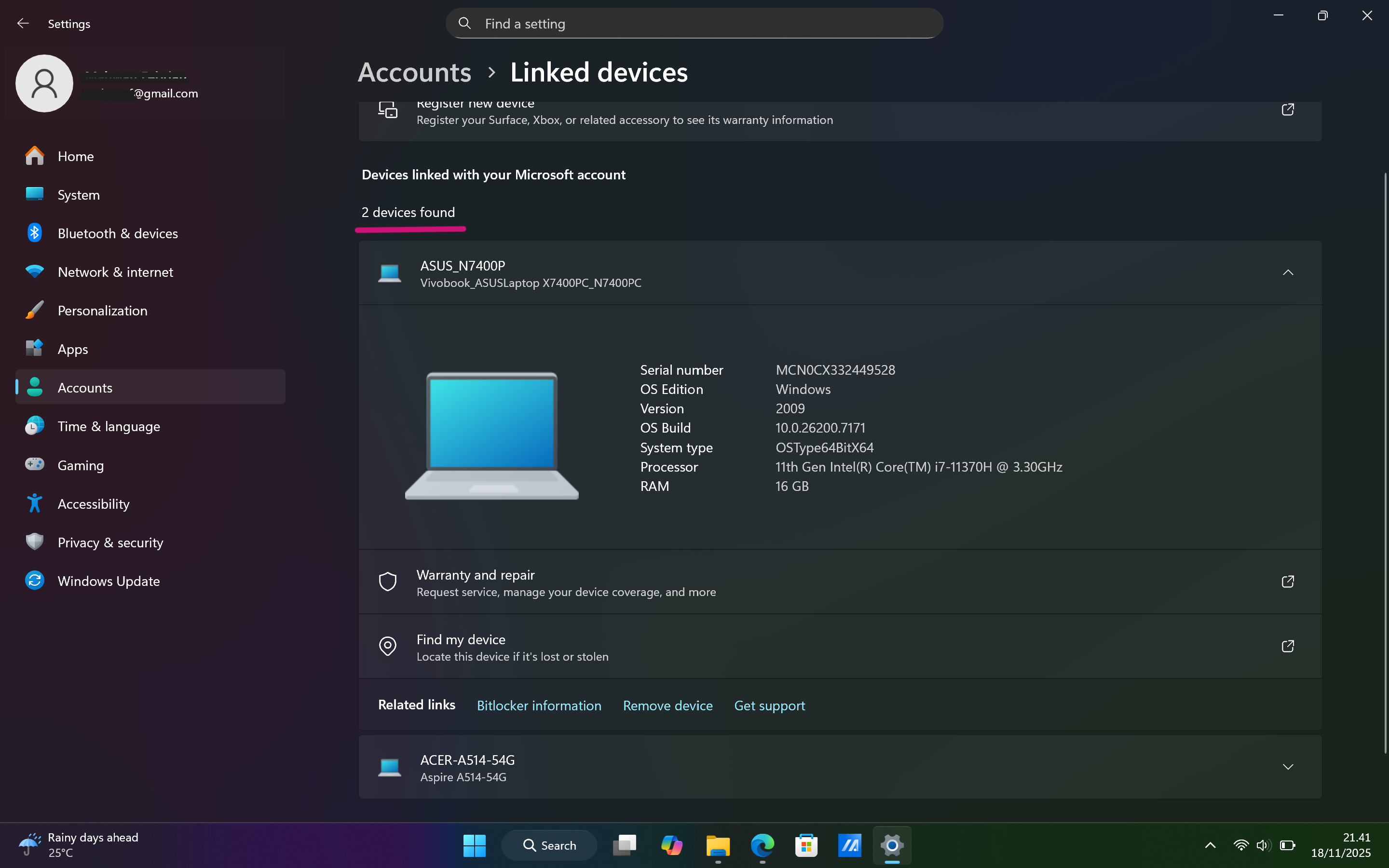 How to remove old linked device form windows 11 setting - Microsoft Q&A