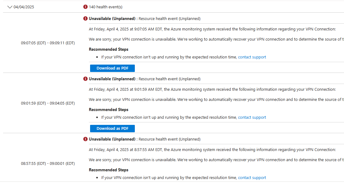 We are sorry, your VPN connection is unavailable. We're working to ...