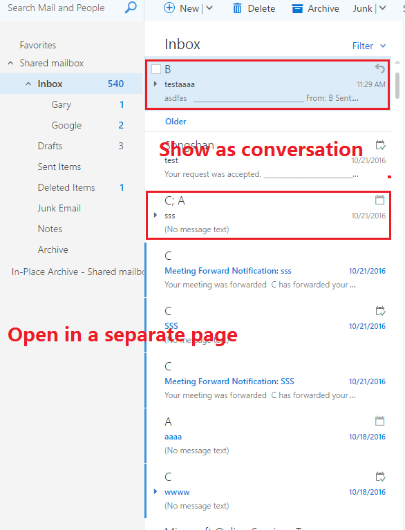 Shared mailbox conversation view in OWA - Microsoft Q&A