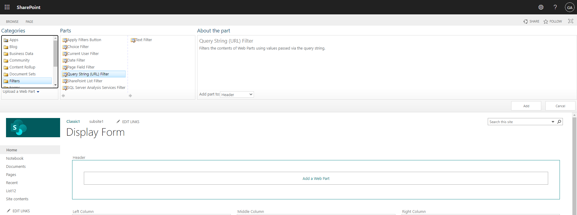 Using URL filtering on a PAGE in Sharepoint Online - Microsoft Q&A