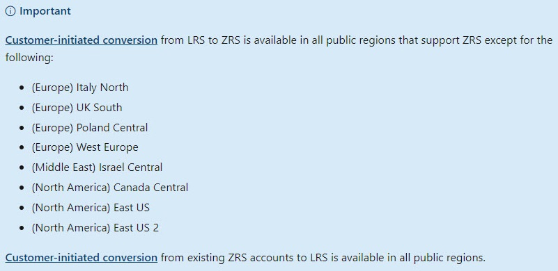 Migrate Azure Storage from LRS to ZRS - Microsoft Q&A