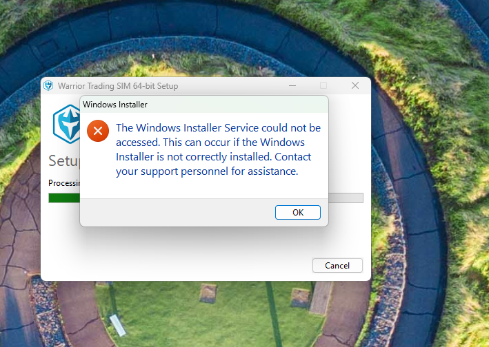 "The Windows Installer Service could not be accessed. This can occur if ...