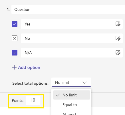 How to ensure points are not taken off for a "not applicable" option on ...